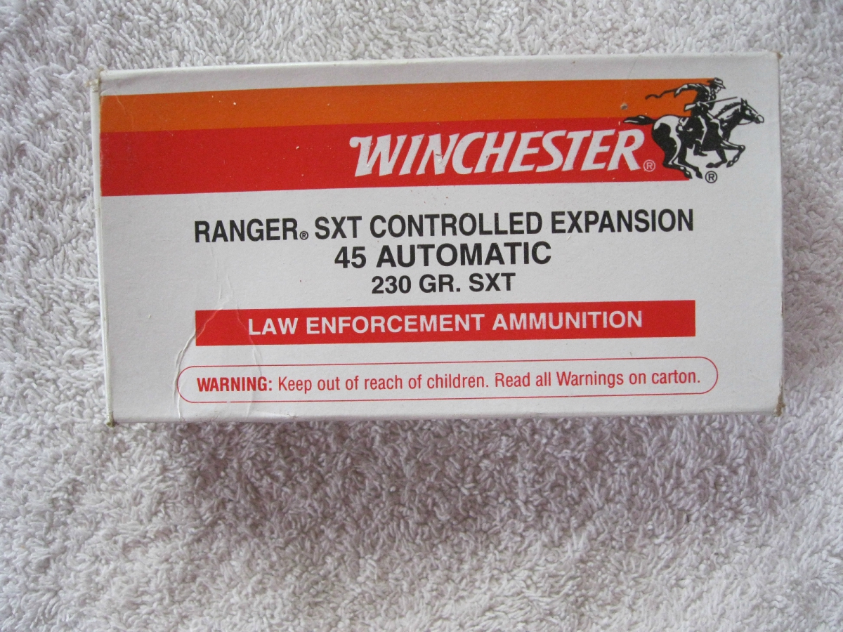 Winchester 45 AUTOMATIC 230 GRAIN SXT RANGER CONTROLLED EXPANSION BLACK ...