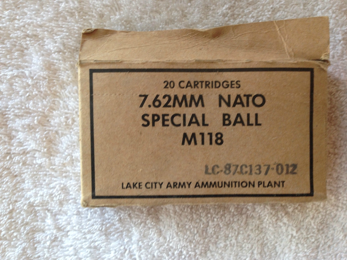 7.62mm NATO SPECIAL BALL M118 LAKE CITY ARMY AMMUNITION PLANT PRIMED ...