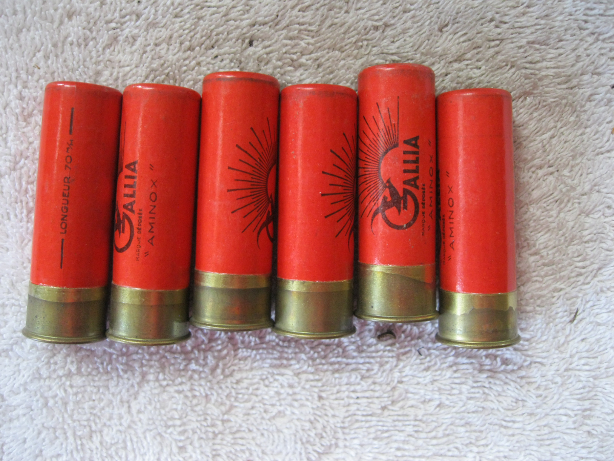 GEVELOT 12 GAUGE SHOTGUN SHELLS PARIS GALLIA AMINOX 7 ROLL CRIMP CHARGE ...