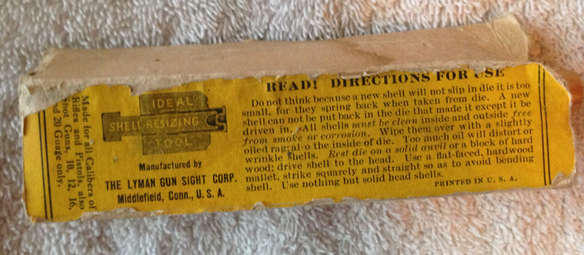 LYMAN IDEAL SHELL RESIZING TOOL 12 GAUGE WITH WOODEN KNOCK-OUT ROD VERY ...