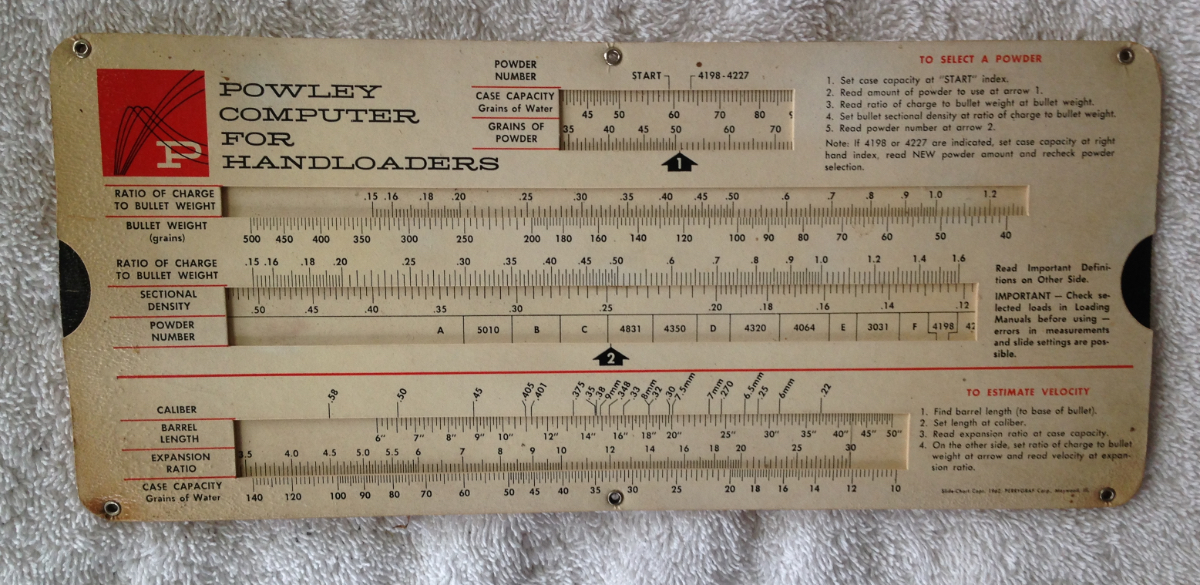POWLEY COMPUTER FOR HANDLOADERS & INSTRUCTION MANUAL 1962 PERRYGRAF ...