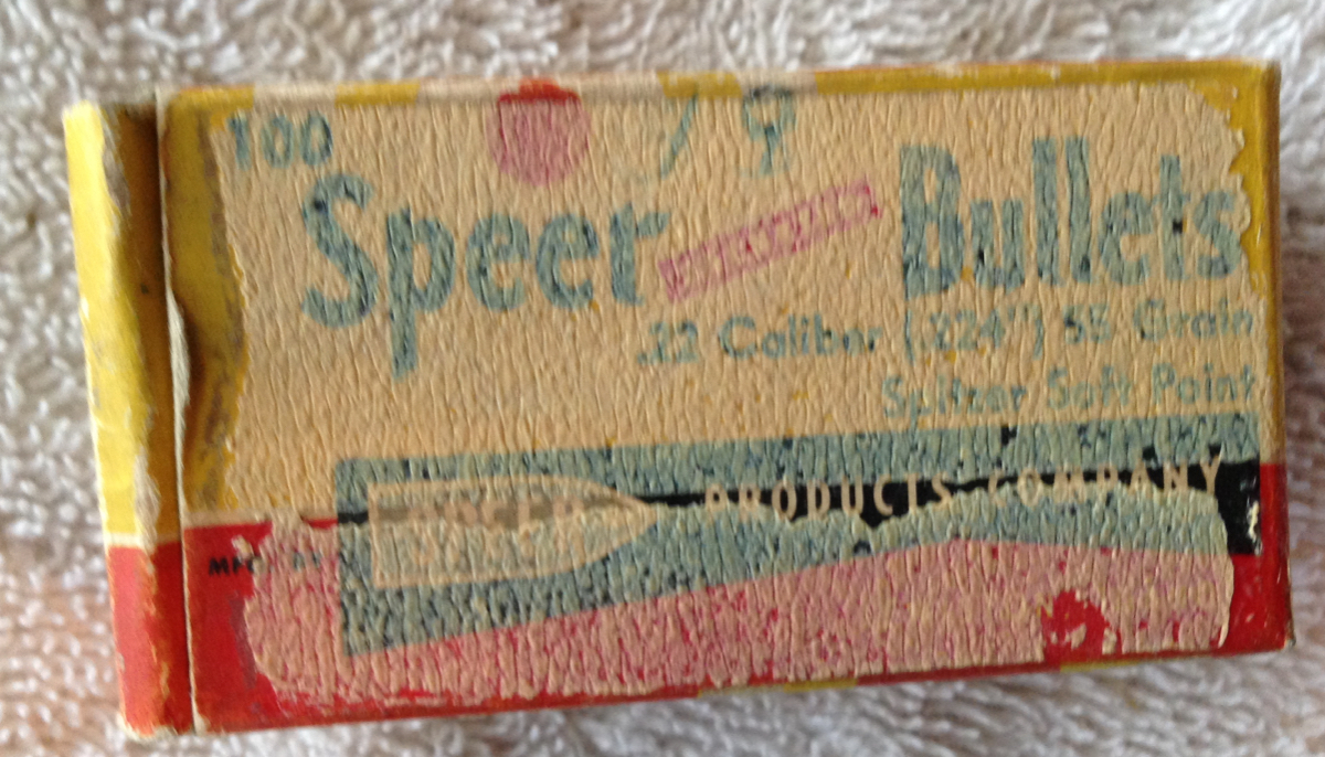 SPEER BULLETS EMPTY BOX JACKETED .22 CALIBER (.224") 55 GRAIN SPITZER ...