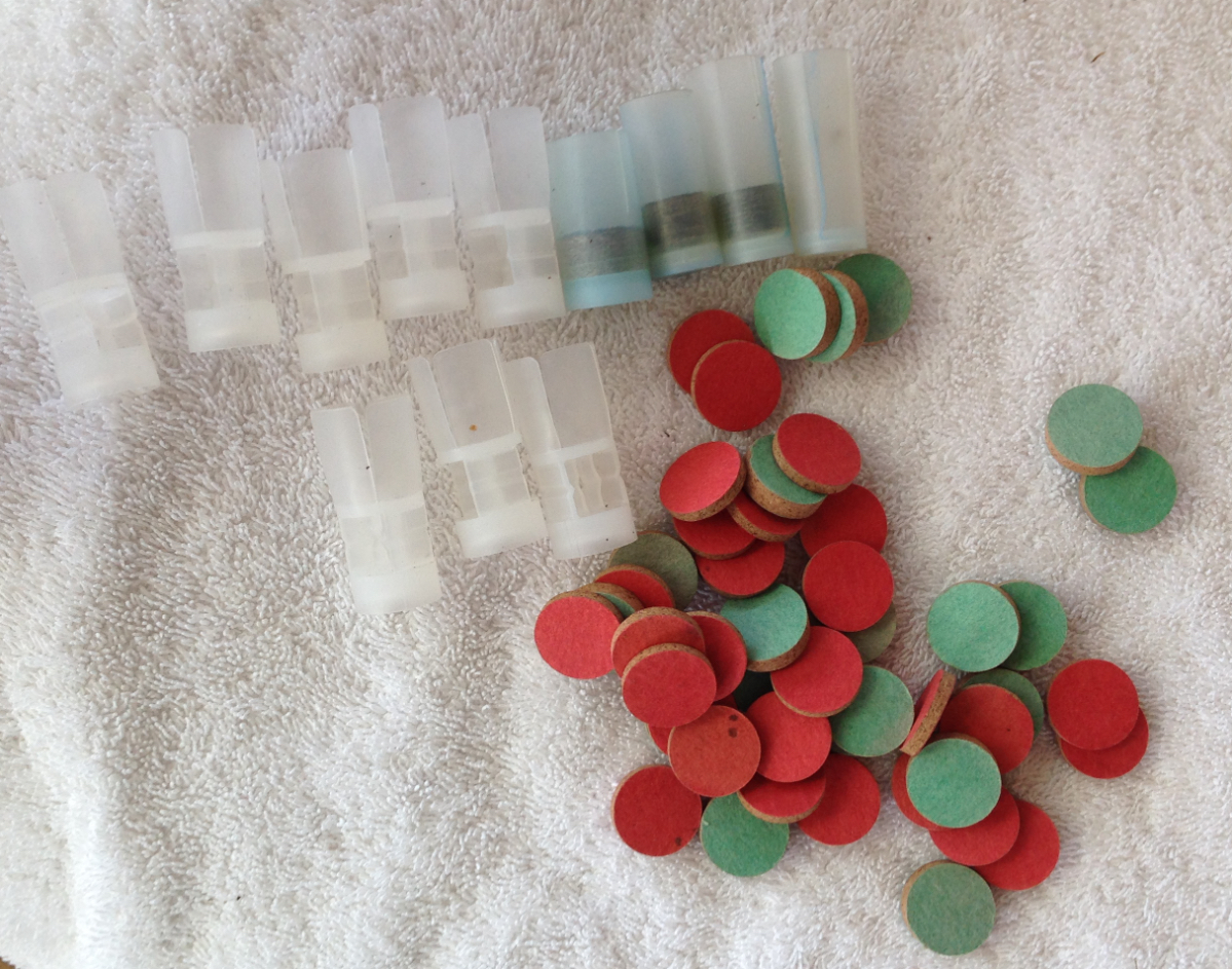 VINTAGE ALCAN CORK WADS 19 count GREEN .200 23 count RED .120 & PLASTIC ...