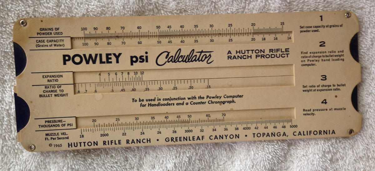POWLEY PSI CALCULATOR 1965 A Hutton Rifle RANCH PRODUCT GREENLEAF ...