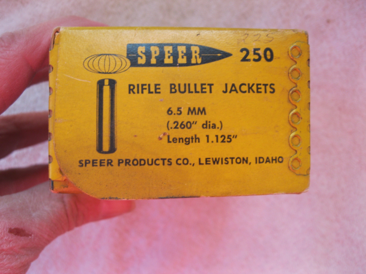 SPEER RIFLE BULLET JACKETS EMPTY BOX METAL CORNERS 6.55MM (260 dia ...