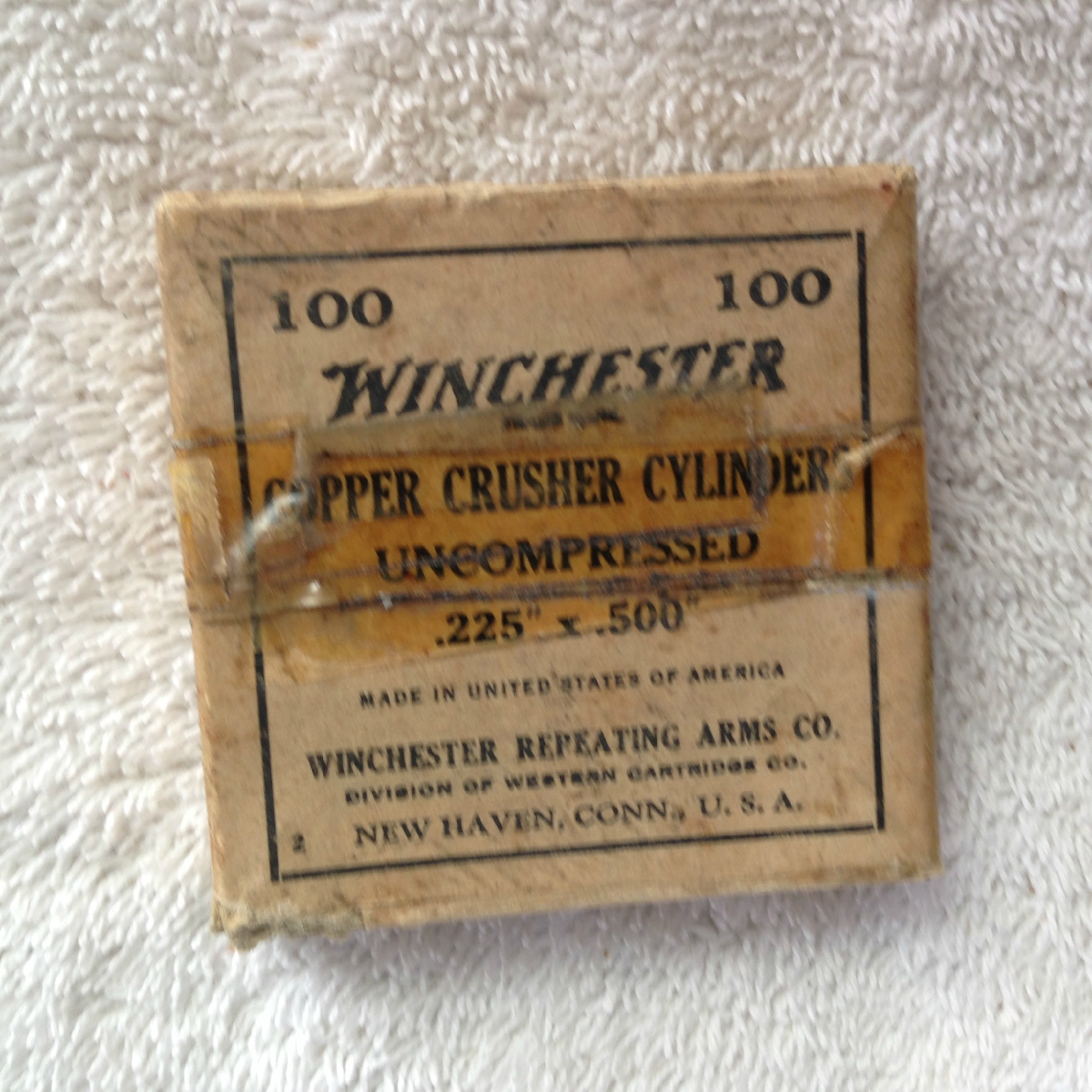 WINCHESTER REPEATING ARMS CO. COPPER CRUSHER CYLINDERS UNCOMPRESSED ...