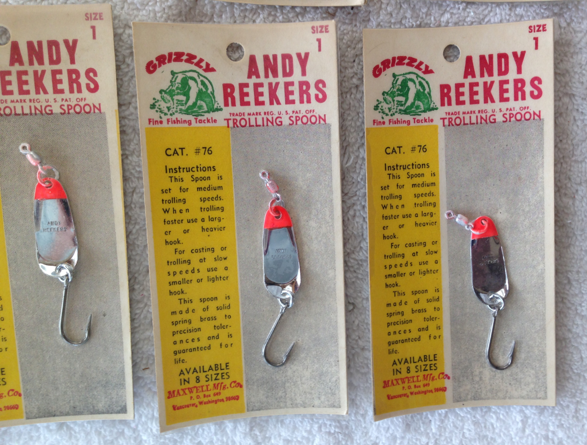GRIZZLY ANDY REEKERS SIZE 1 TROLLING SPOON 8 count NEW IN PACKAGE FINE ...