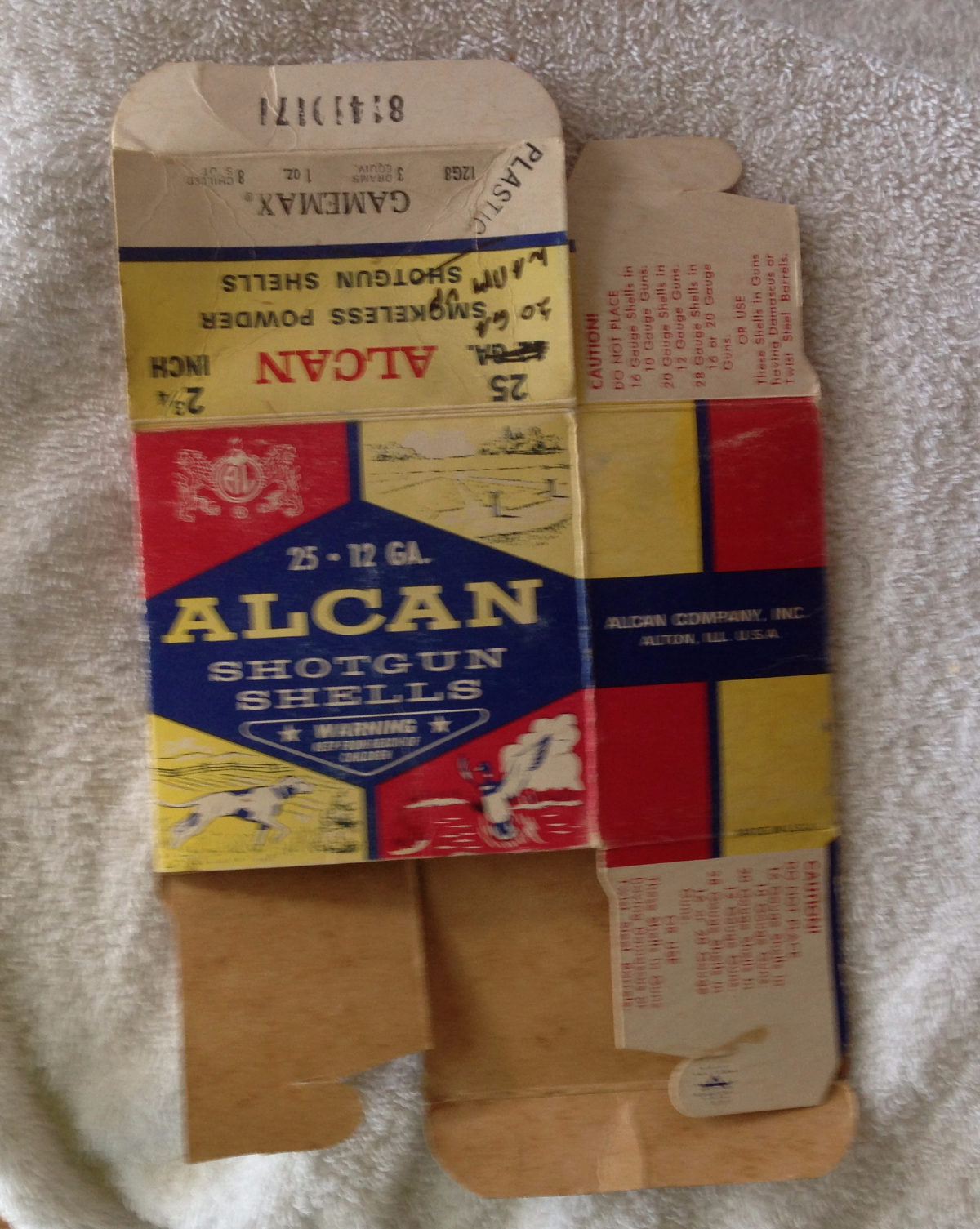 ALCAN 12 GAUGE SHOTGUN SHELLS EMPTY BOX VINTAGE SMOKELESS POWDER / 1031 ...