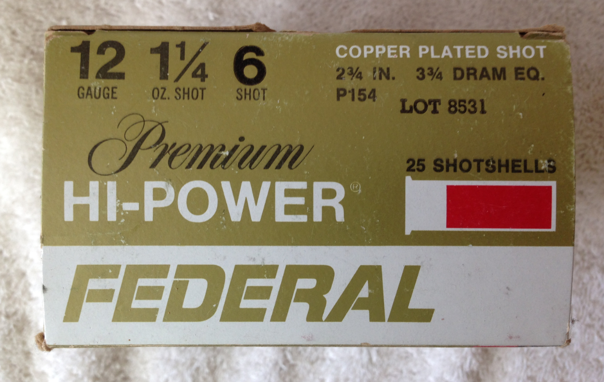 12 GAUGE FEDERAL PREMIUM HI-POWER SHOTSHELLS 1 1/4 6 COPPER PLATED SHOT ...