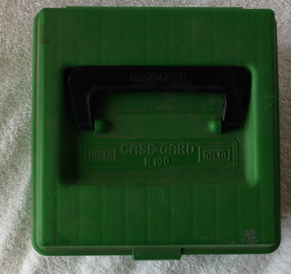 MTM CASE-GARD R 100 R100 AMMO BOX GREEN USED WITH BLACK HANDLE HOLDS ...