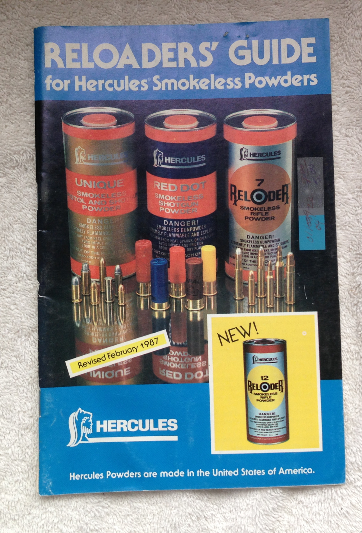 RELOADERS` GUIDE FOR HERCULES SMOKELESS POWDERS REVISED FEBRUARY 1987 / ...