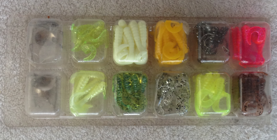 RUBBER GRUBS & SPINNERS VARIETY PACK 12 DIFFERENT KINDS PARTIALLY USED ...