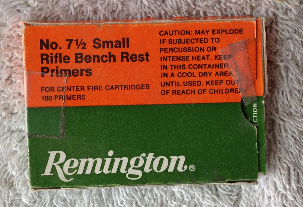 REMINGTON NO. 7 1/2 SMALL RIFLE BENCH REST PRIMERS 100 count / 0518-3 ...