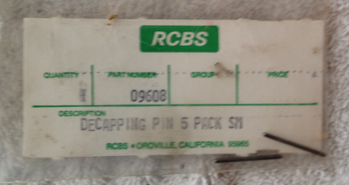 RCBS DECAPPING PIN 5 PACK SMALL PART NUMBER 09608 2 count / 0506-3-3 ...