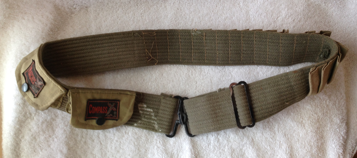 VINTAGE MILITARY SURVIVAL CAMPING BELT - Compass, Matches, Knife ...