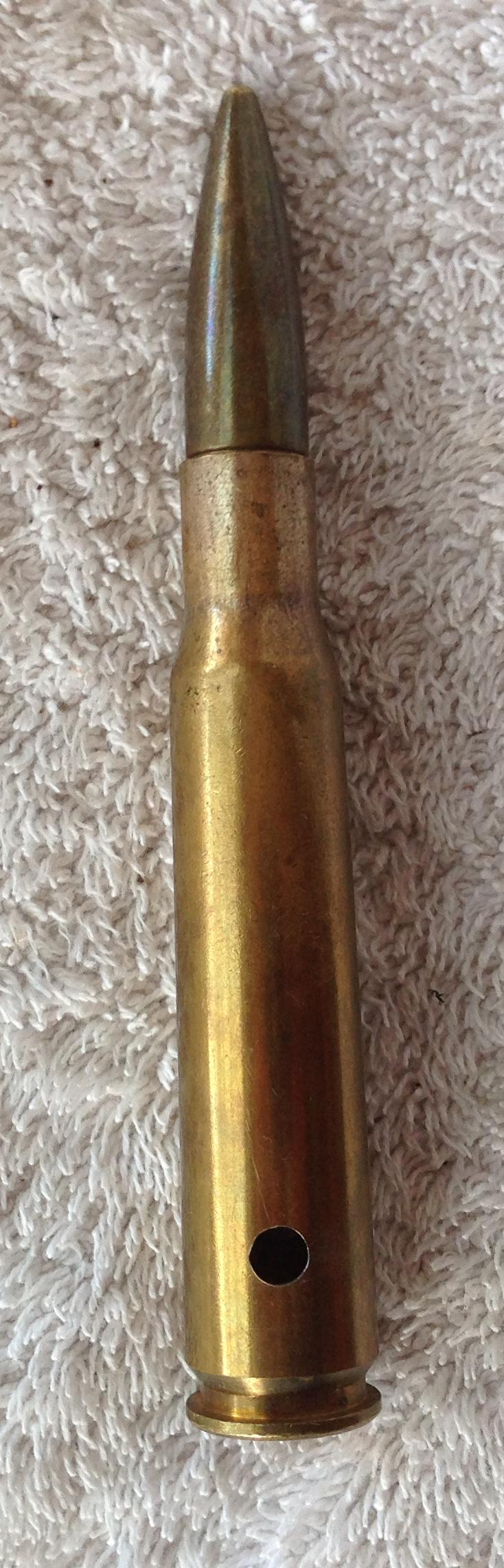 50 CALIBER BMG DUMMY AMMUNITION TZ 86 DRILLED FOR A KEYCHAIN OR HANG ...