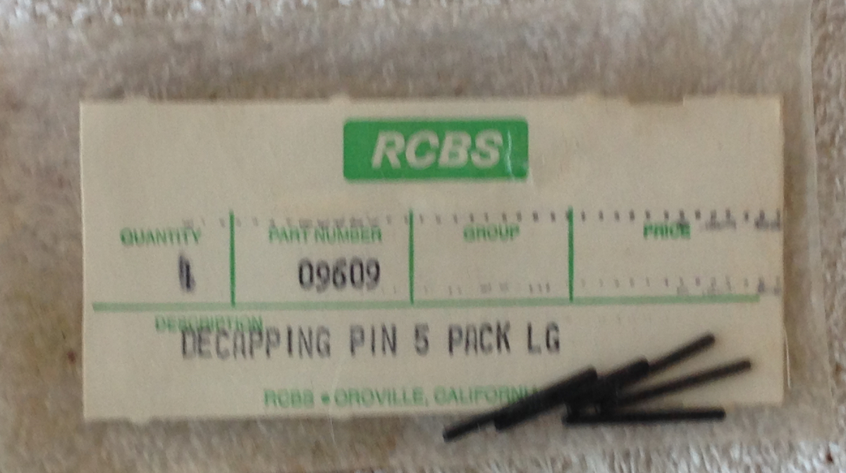 RCBS DECAPPING PIN 5 PACK LARGE PART NUMBER 09609 NEW IN PACKAGE/ 0501 ...