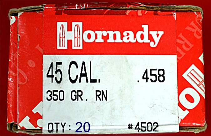 20 pcs. Hornady # 4502 .45 cal. 350 gr. RN .458 dia. Bullets .45 ACP ...