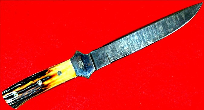 Michael Prater Custom Straight 7 Damascus Knife 17347770 - GunAuction.com