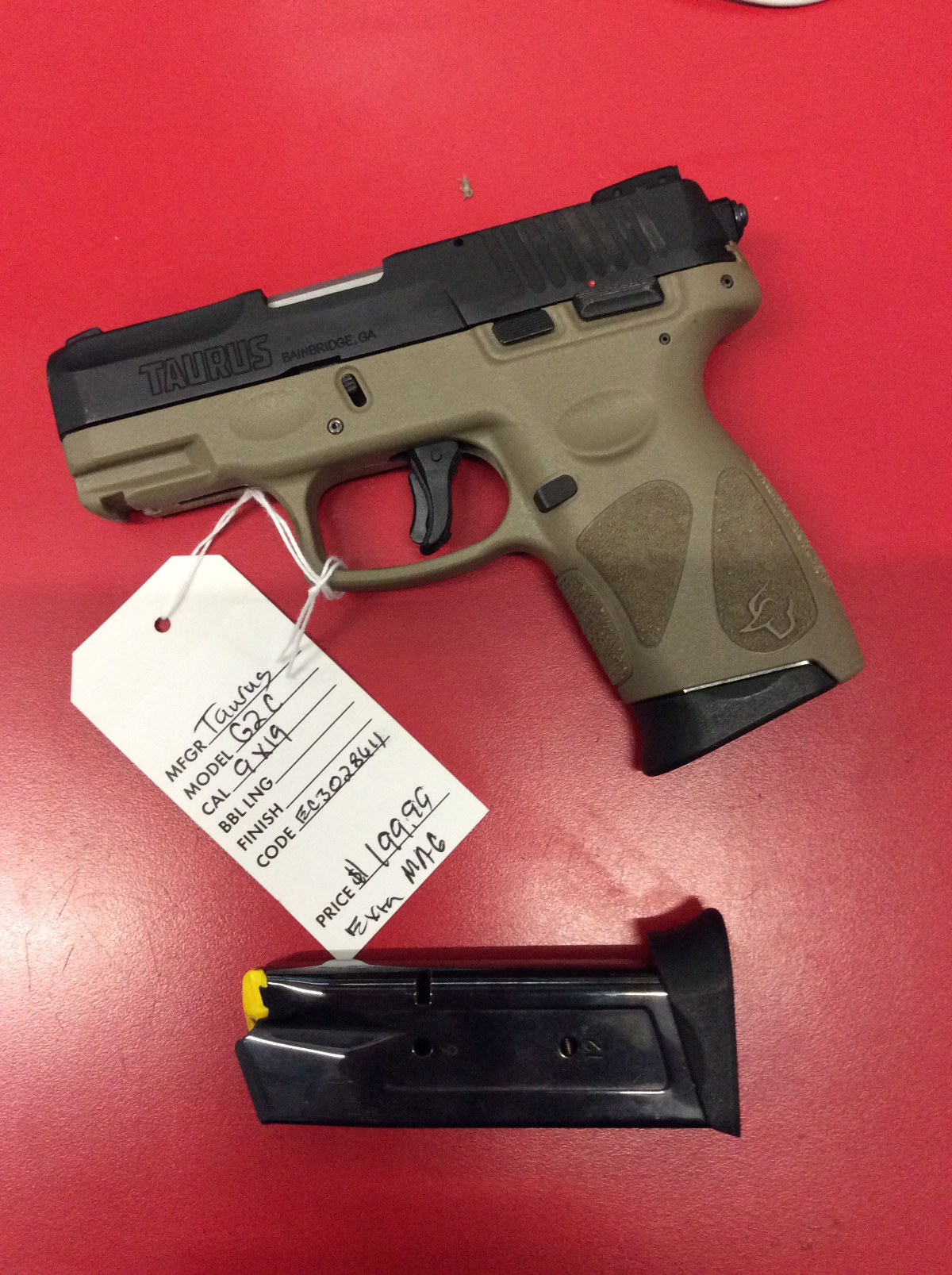 Taurus G2C Tan w/extra magazine 9mm Luger 17316144 - GunAuction.com