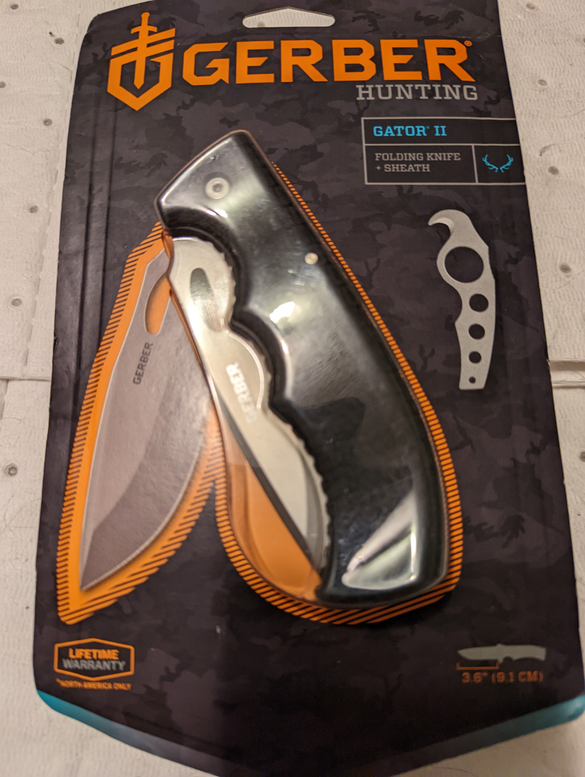 Smith & Wesson Gerber Hunting Gator II Folding Knife with Sheath and Gut Hook .22 LR 17303821 ...