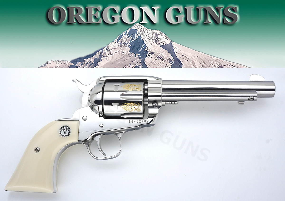 Ruger VAQUERO .357 MAG. GOLD ENGRAVED CYLINDER STAINLESS 5-1/2 BARREL ...