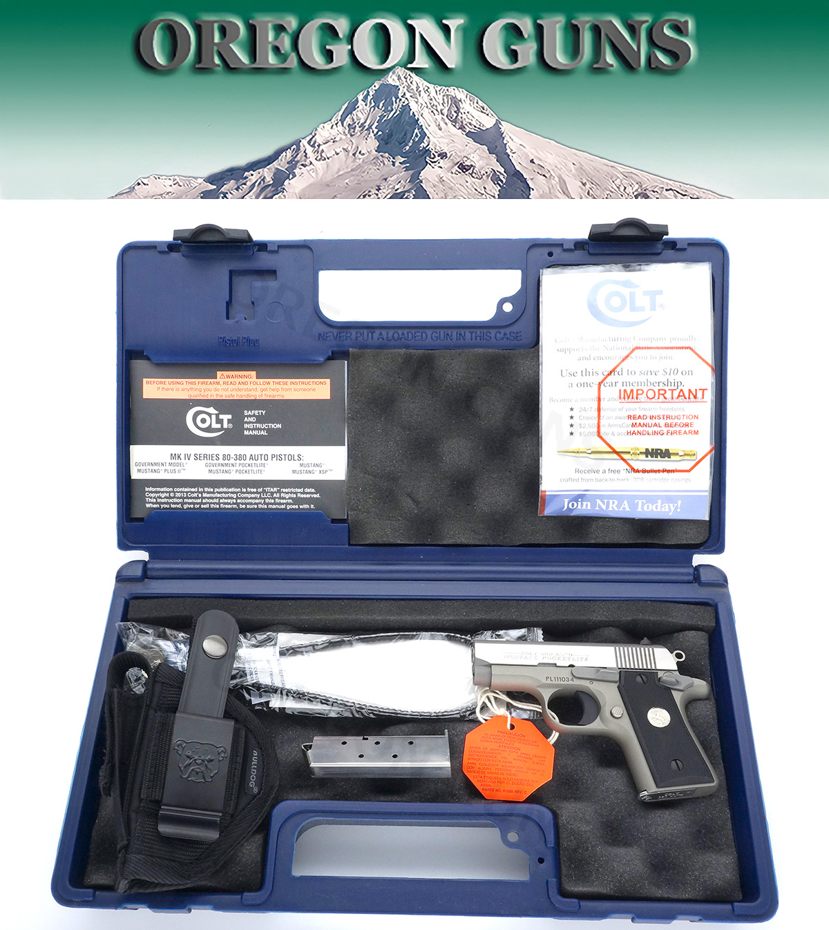 Colt MUSTANG POCKETLITE .380 AUTO NICKEL/STAINLESS SEMI PISTOL NIB SN ...