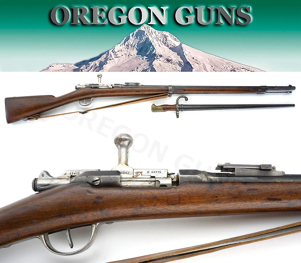 French MAS FUSIL GRAS M80 MLE 1874 BOLT RIFLE 11MM W/ BAYONET MFG 1880 ...