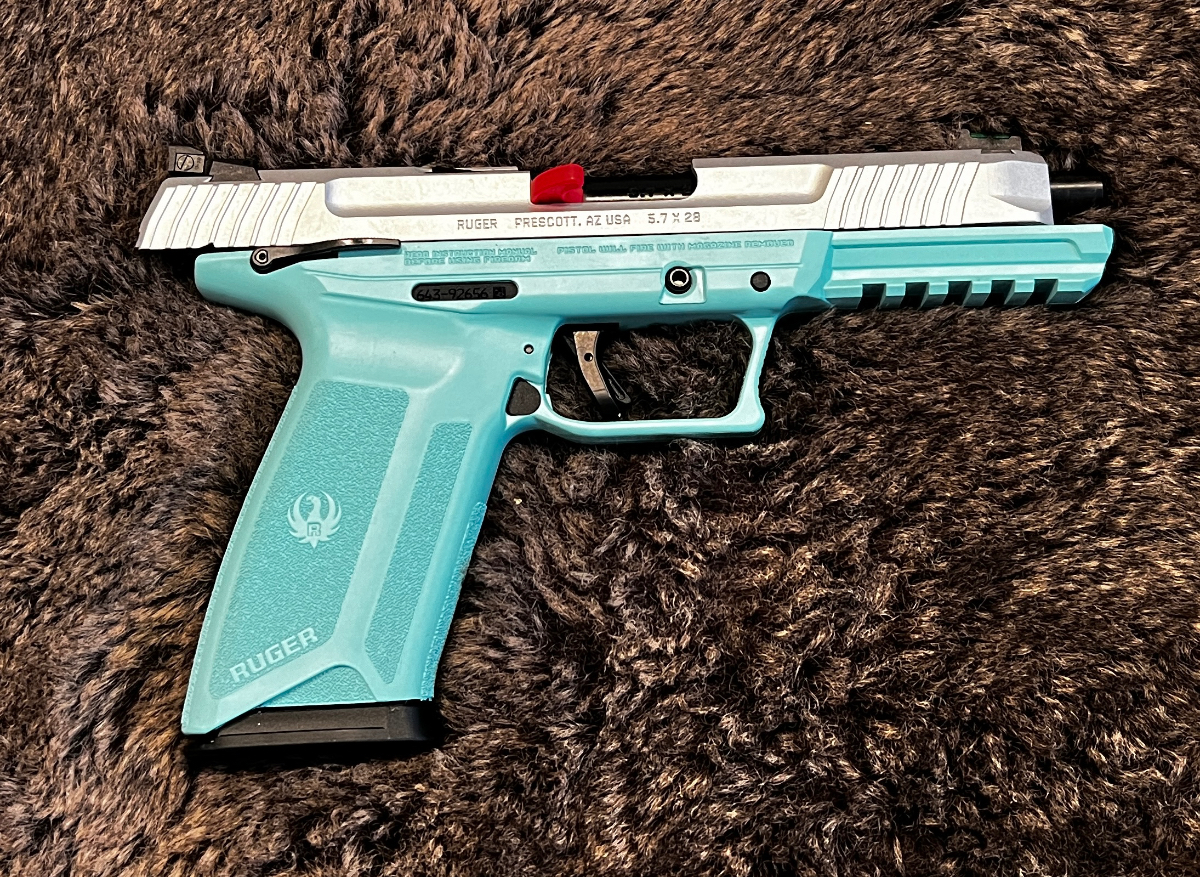 Ruger 57 5 barrel, 5.7x28 Turquoise Cerakote, Satin Aluminum Cerakote 5 ...