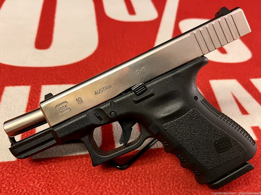 GLOCK 19 GEN 3 CUSTOM NICKEL 4.02" 15+1, NIGHT SIGHTS 9mm Luger ...