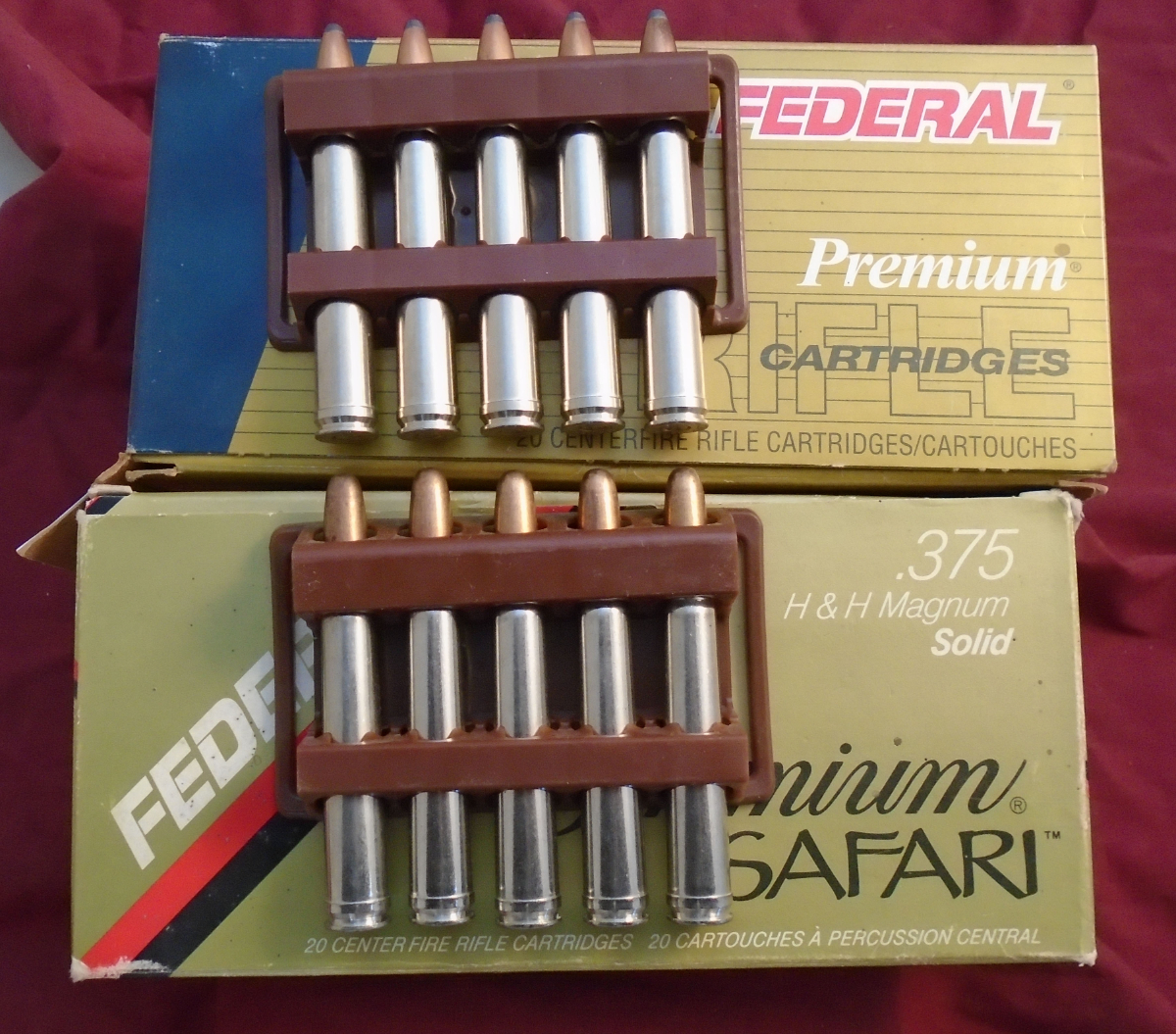 Federal Cartridge Corporation 2 boxes Federal premium 375 H&H ammo ...