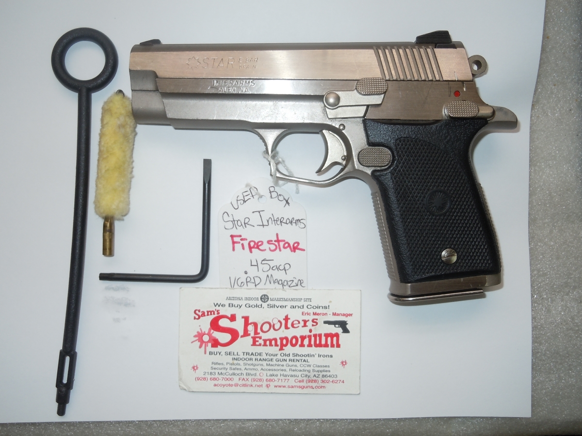Star, Bonifacio Echeverria S.A. M45 Firestar Nickle Finish Black ...
