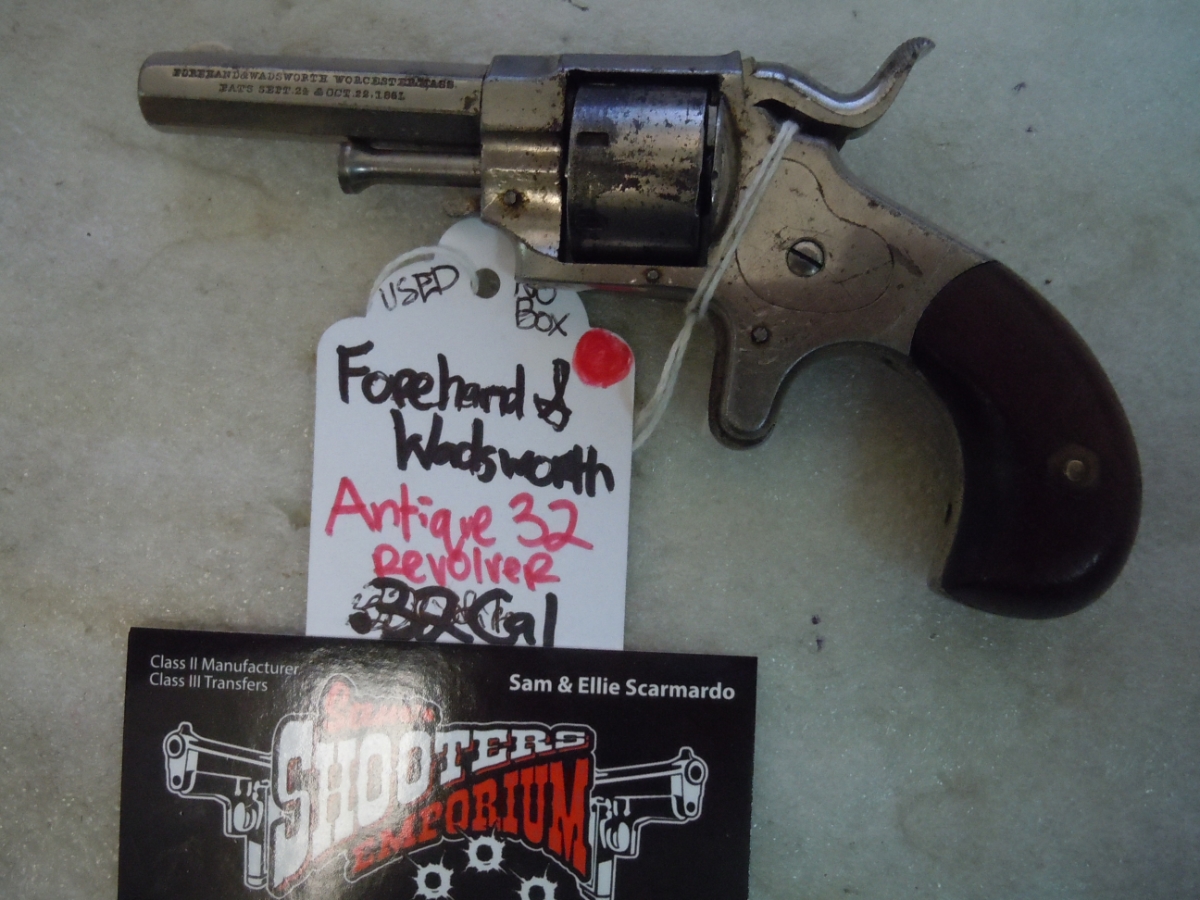 Forehand Arms Spur Trigger 7 shot nickle plated revolver 2 3/8" octagon ...
