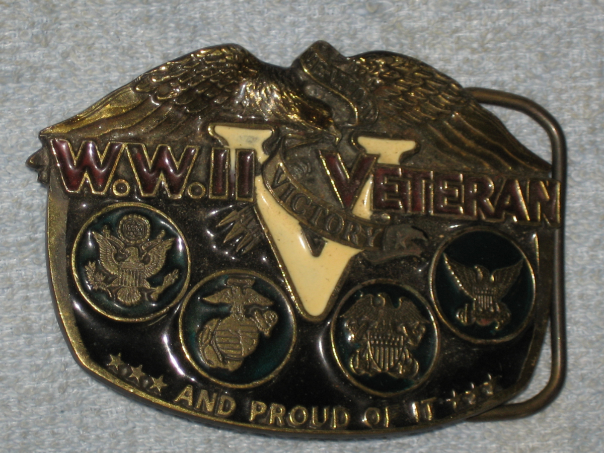 AMERICAN BUCKLE CO. VINTAGE 1988 WWII VETERAN BELT BUCKLE MADE IN U.S.A ...