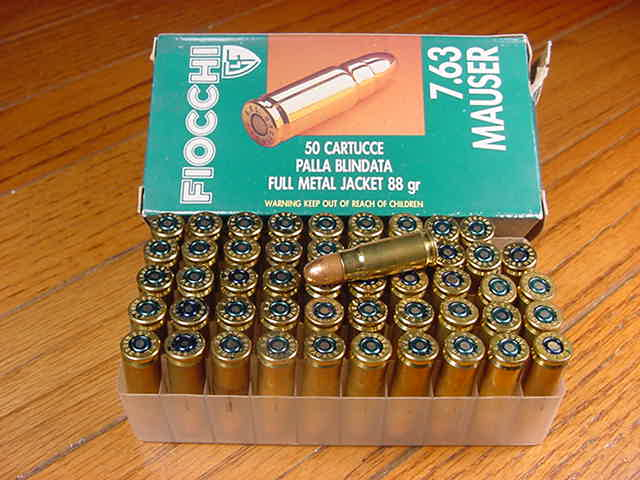 Box Of Fiocchi 7.63 Mauser/.30 Mauser Full Metal Jacket 7.63x25mm ...