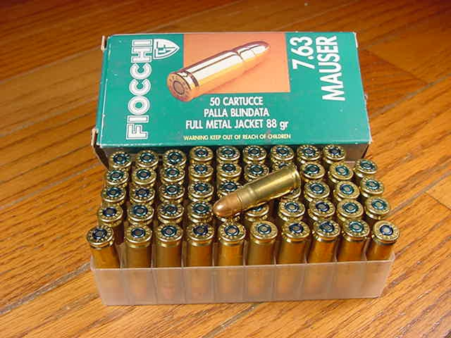 Box of Fiocchi 7.63 Mauser/.30 Mauser Full Metal Jacket 7.63x25mm ...