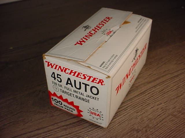 100 Round Value Pack of Winchester TARGET/Range .45 Auto. Full Metal ...