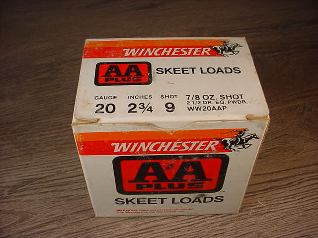 Box of Winchester AA Plus Skeet Loads 20 Gauge Number 9 Shot 17318016 ...