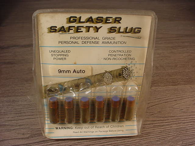 Package of Glaser Blue 9mm Auto. Non-Ricocheting Safety Slug .32 Auto ...