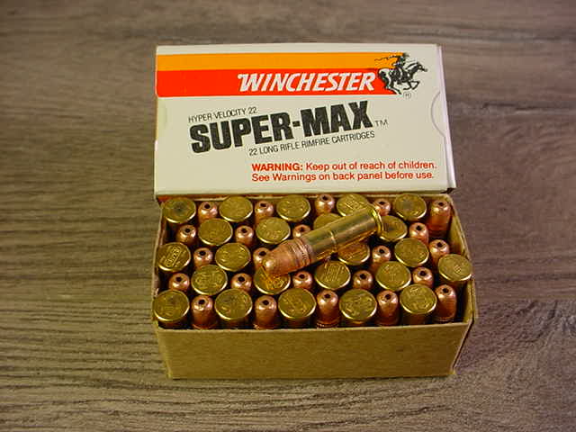 Box of Winchester Super-Max Hyper Velocity .22 Long Rifle Plated Hollow ...