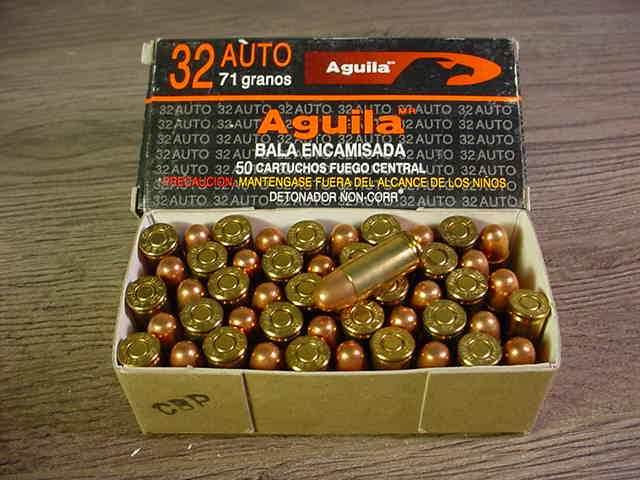 Box of Aguila .32 Auto. Full Metal Jacket .32 Auto (7.65 Browning ...