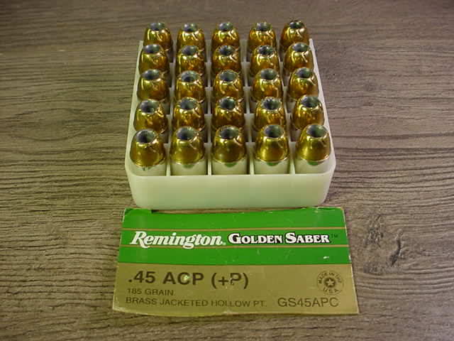 25 Rounds of Remington Golden Saber .45+P Auto. Brass Jacketed Hollow ...