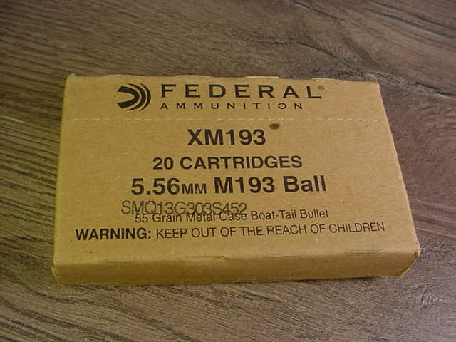 Box of Federal XM193 5.56mm Full Metal Jacket (Ball) Boat-Tail 5.56mm ...