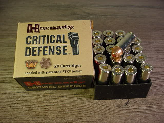 Box of Hornady Critical Defense FTX .45 Colt Jacketed Hollow Point ...