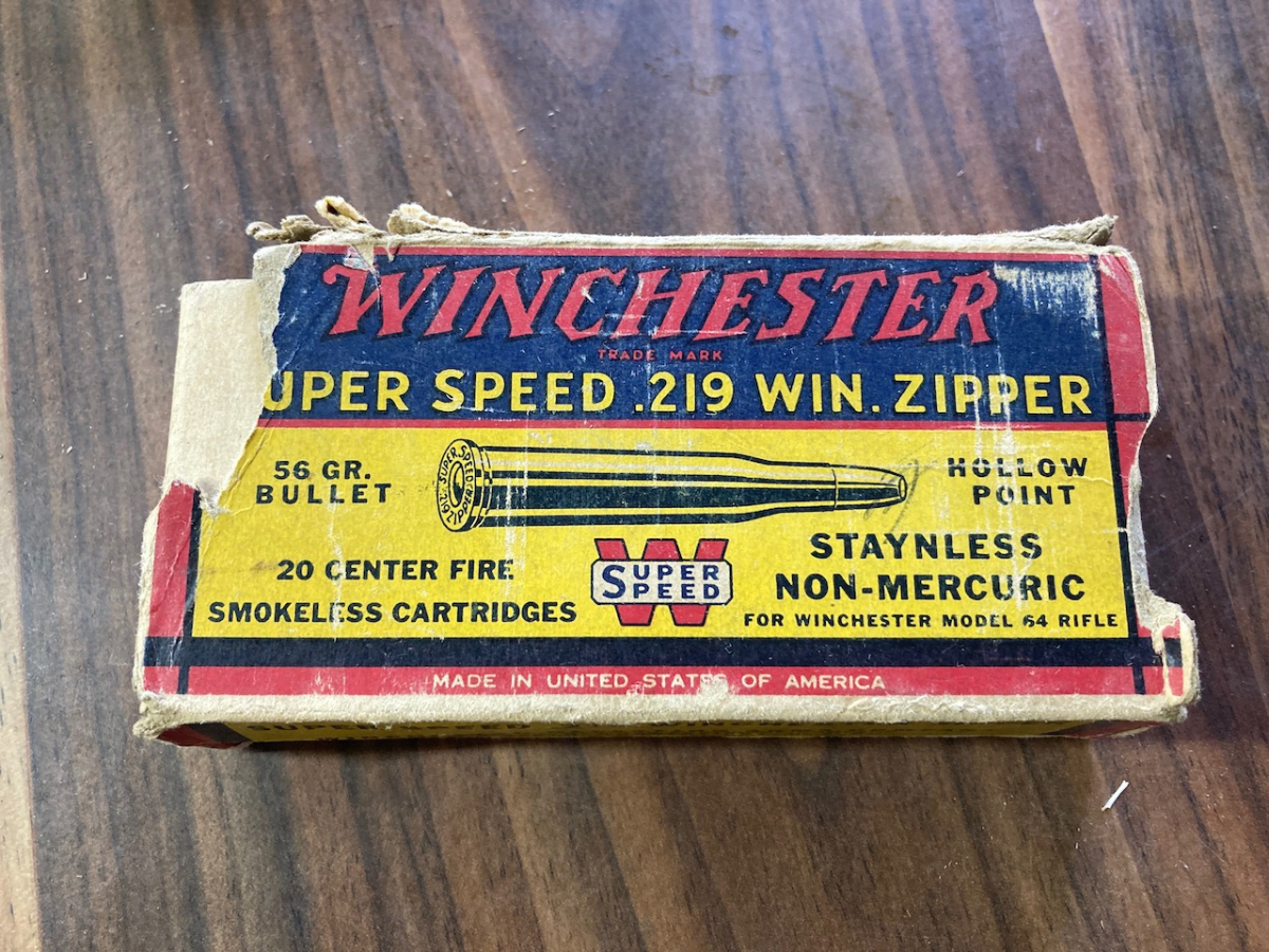 Winchester Super Speed .219 Win. Zipper 8 RDS Vintage Ammo in box .219 ...