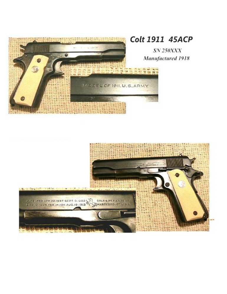 Colt 1911 Wwi, "Fitz Special", Mfc 1918-- 5"Bbl, Blue Finish, Jmg .45 ...