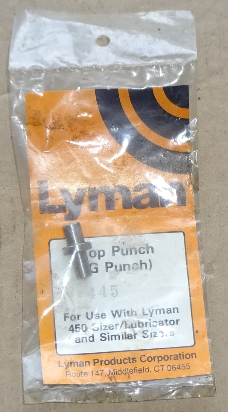 LYMAN TOP PUNCH NUMBER 445 FOR 450 SIZER/LUBRICATOR-NOS 17077330 ...