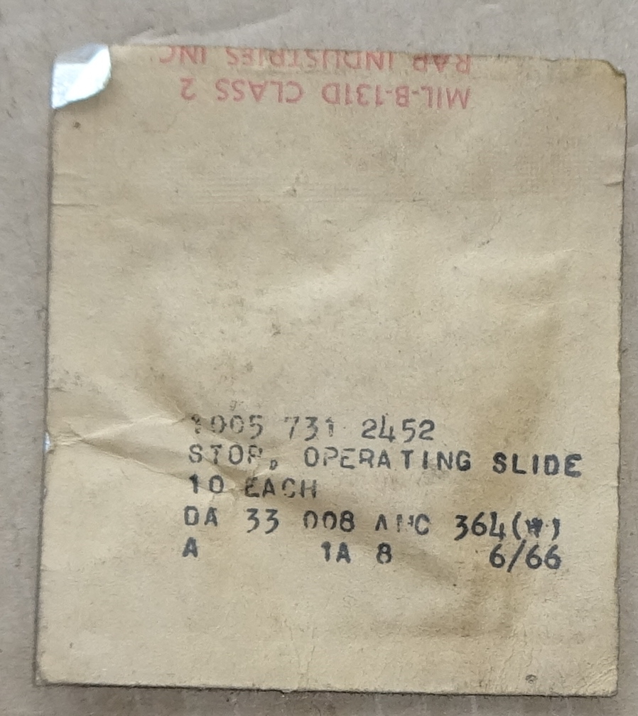 US Government Issue M1 CARBINEOPERATING SLIDE STOP, TEN(10) IN FACTORY ...