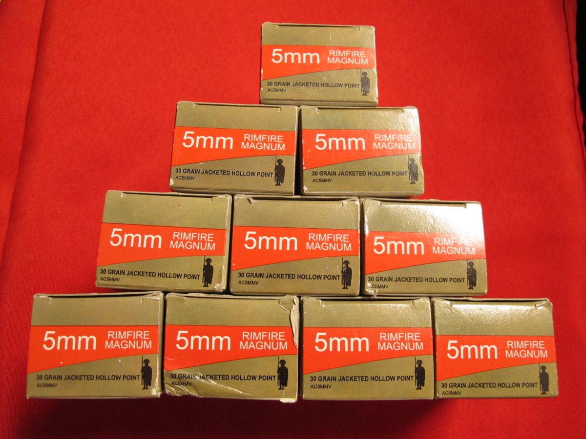 Centurion 5mm Rem Rimfire Mag Ammo, 30gr JHP, 10 50rd Boxes, 500rds ...
