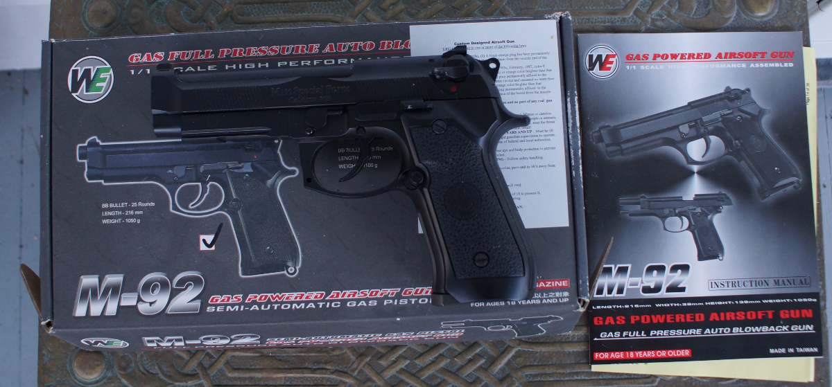 WE Beretta M-92 COPY Gas Blowback Airsoft Pistol 6mm M190 Special ...